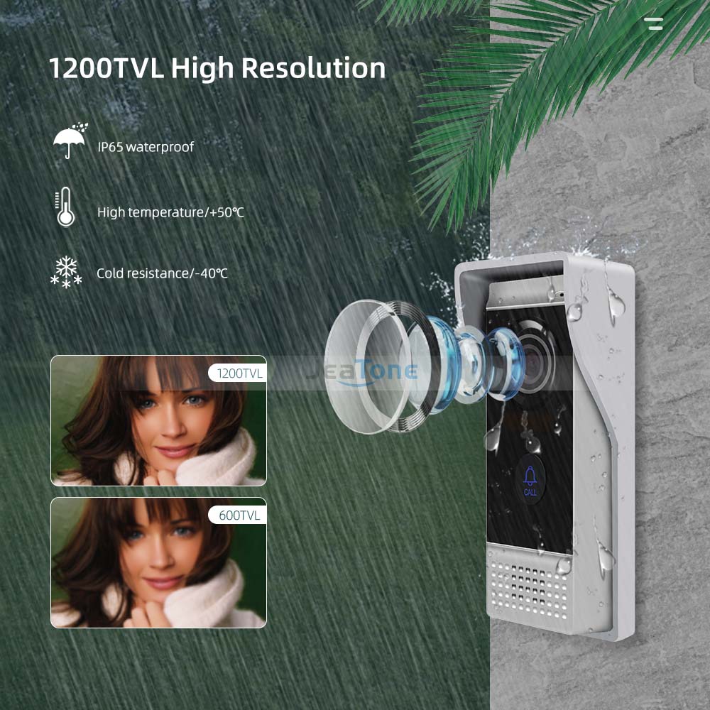 2-Wired Video Intercom 7 Inch Home Video Door Phone with Touch Button ...