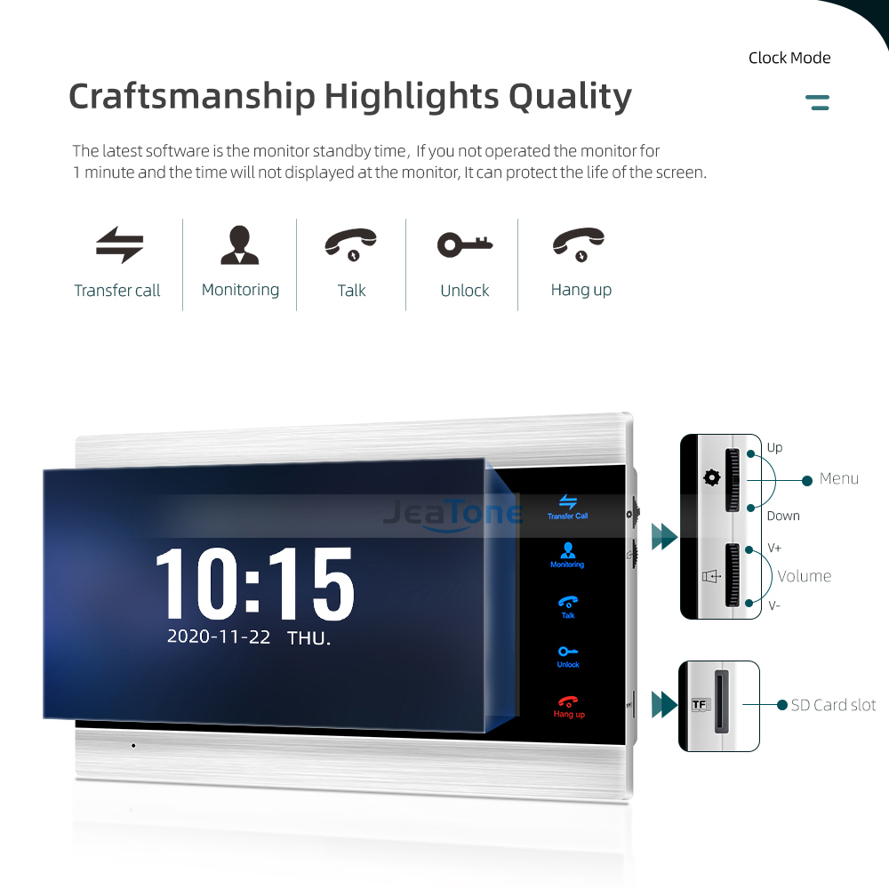2-Wired Video Intercom 7 Inch Home Video Door Phone with Touch Button ...