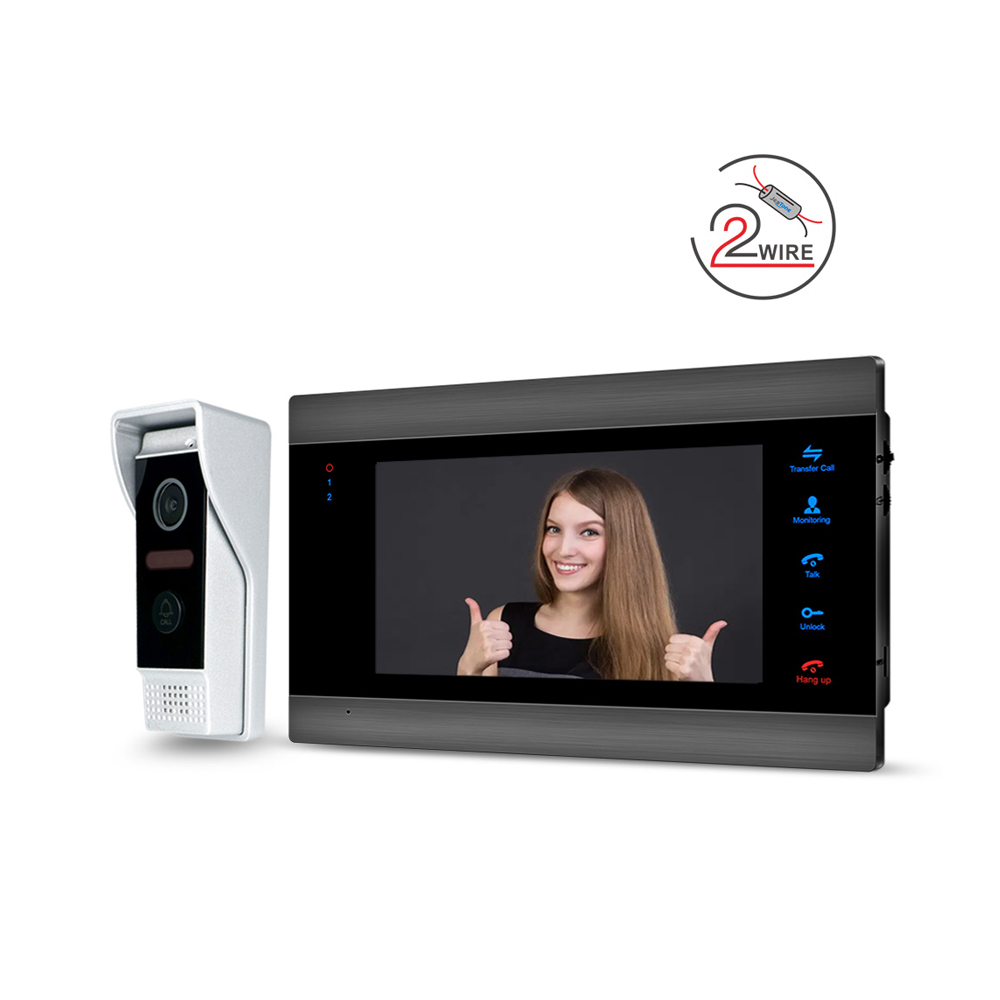 2-Wired Video Intercom 7 Inch Home Video Door Phone with Touch Button ...