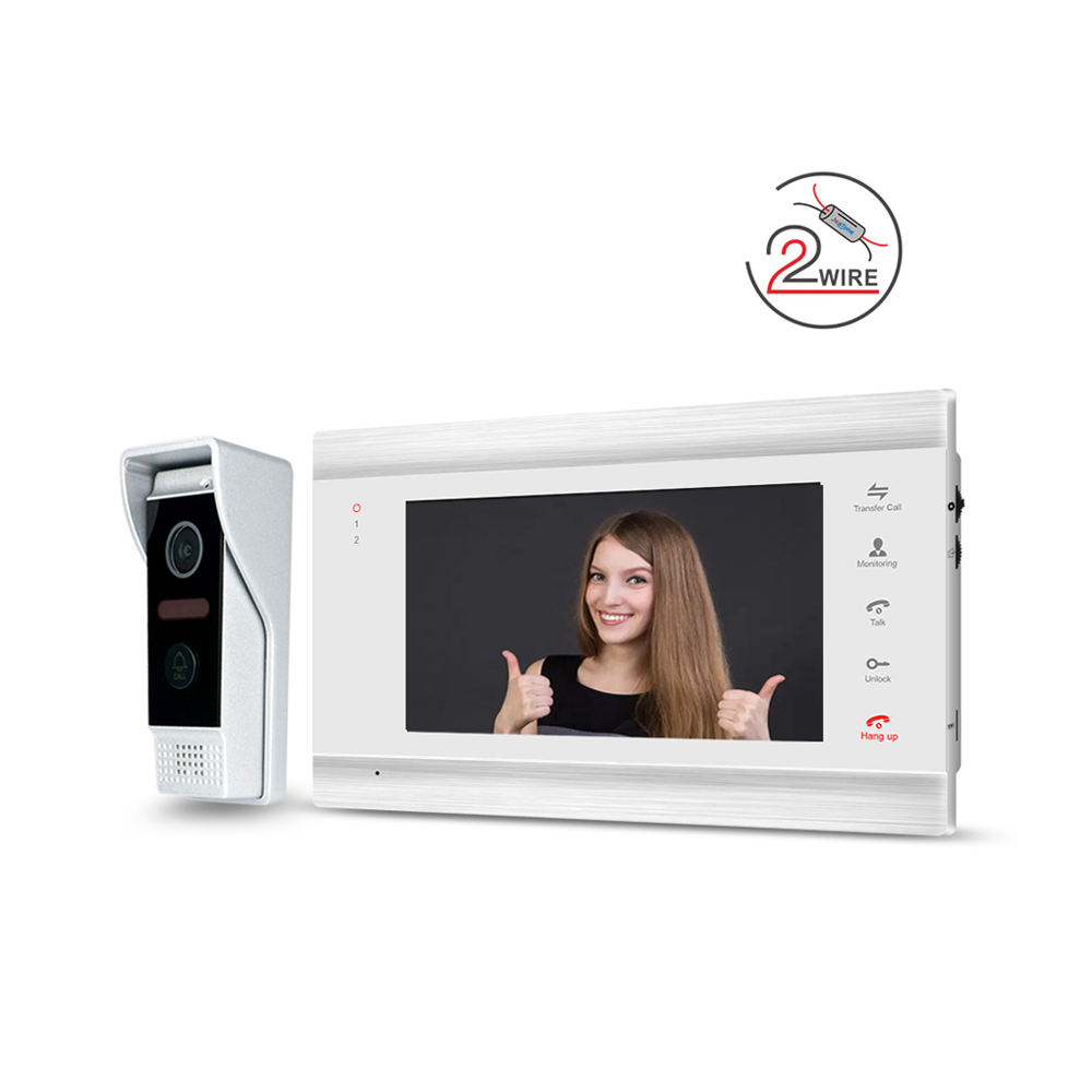 2-Wired Video Intercom 7 Inch Home Video Door Phone with Touch Button ...